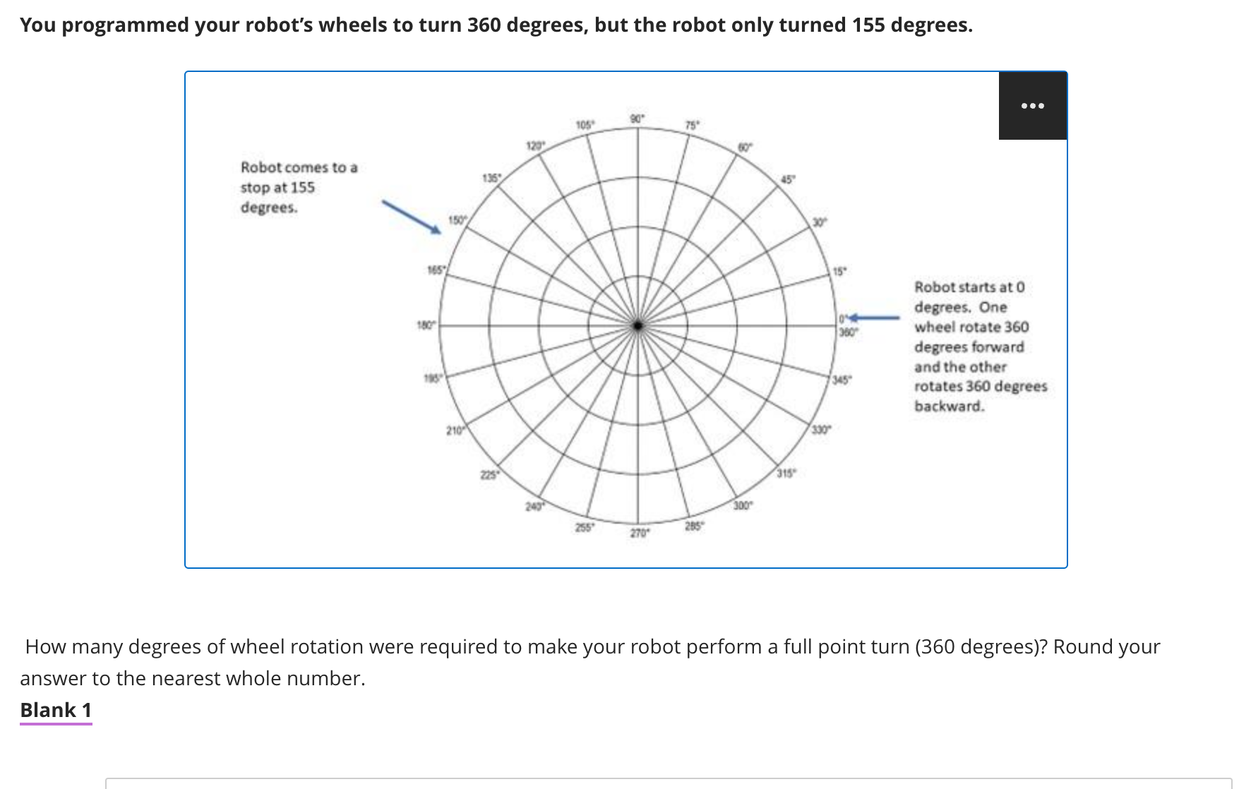 Solved You programmed your robot's wheels to turn 360 | Chegg.com