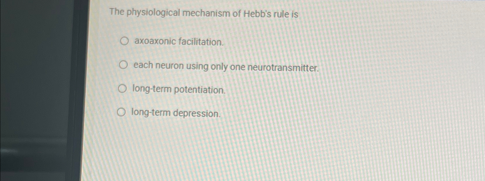 Solved The physiological mechanism of Hebb's rule | Chegg.com