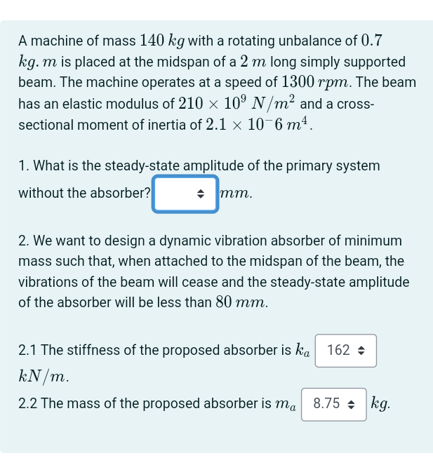 Solved A machine of mass 140 ﻿kg with a rotating unbalance | Chegg.com