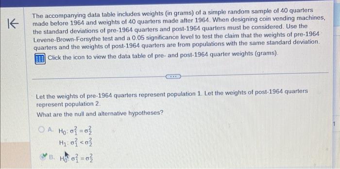 Solved The accompanying data table includes weights (in | Chegg.com