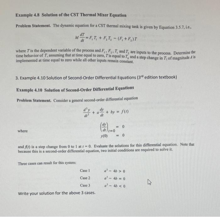 Solved Example 4.8 Solution of the CST Thermal Mixer | Chegg.com
