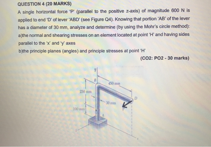 Solved QUESTION 4 (20 MARKS) A single horizontal force 'P' | Chegg.com