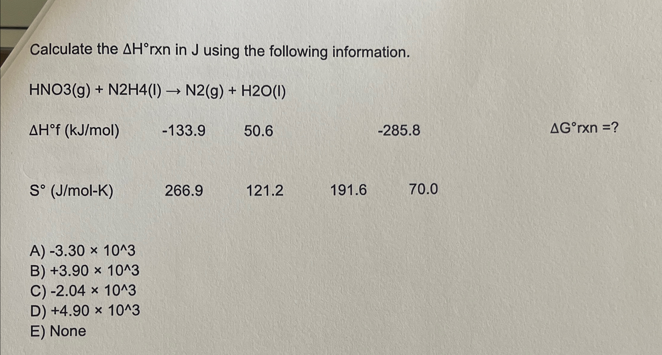 Solved Calculate the ΔH°rxn ﻿in J ﻿using the following | Chegg.com
