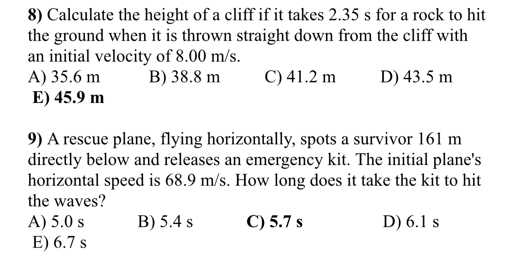Solved Calculate the height of a cliff if it takes 2.35s | Chegg.com
