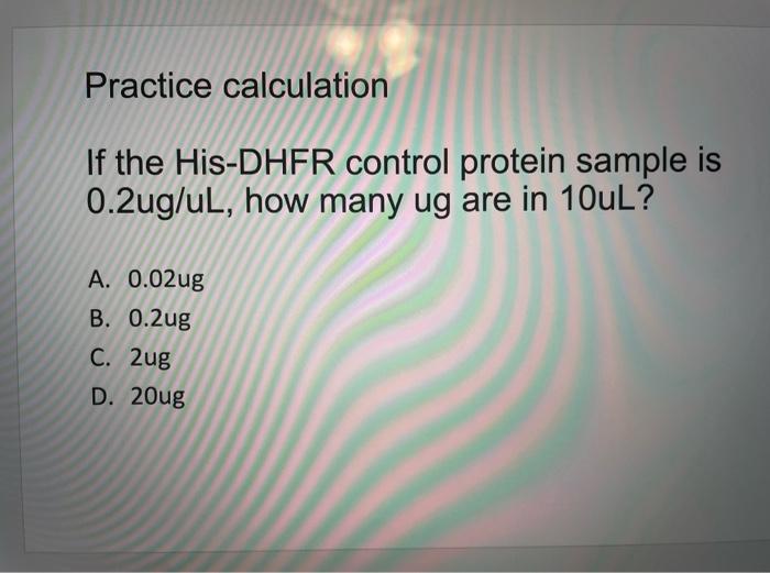 Solved Practice calculation If the His-DHFR control protein | Chegg.com