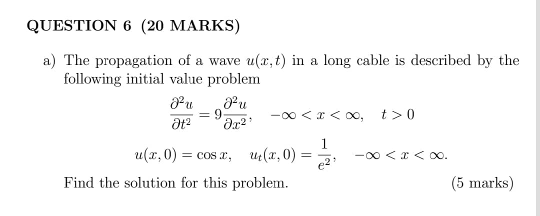 Solved QUESTION 6 (20 ﻿MARKS)a) ﻿The propagation of a wave | Chegg.com
