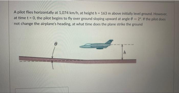 Solved A pilot flies horizontally at 1,074 km/h, at height | Chegg.com
