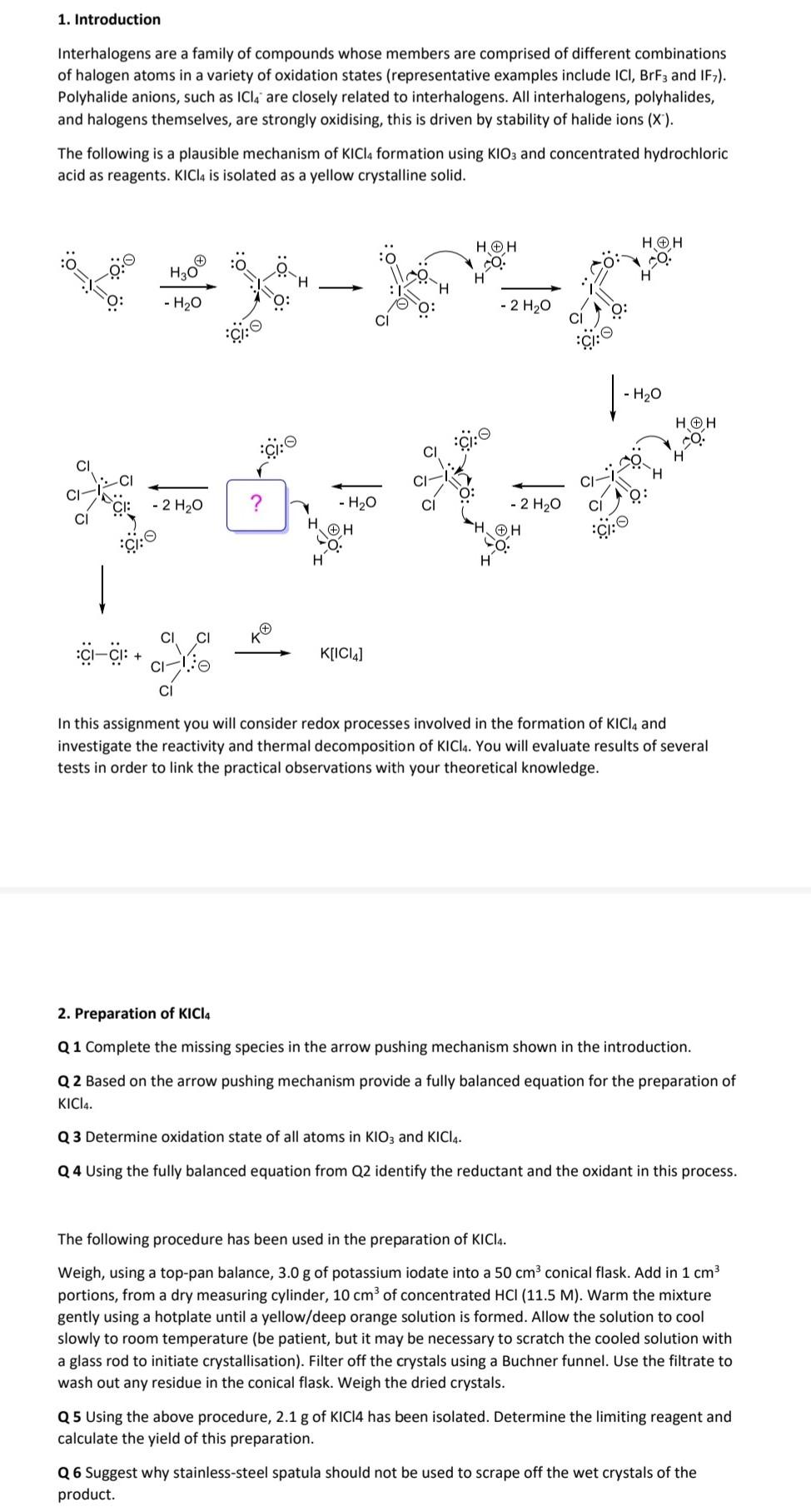Solved 1. Introduction Interhalogens are a family of | Chegg.com
