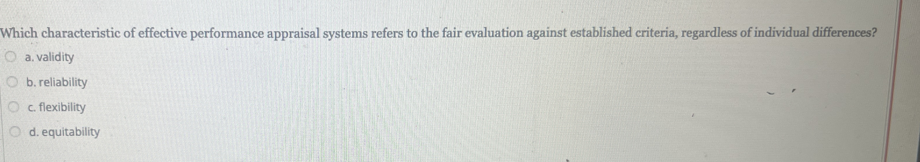 Solved Which characteristic of effective performance | Chegg.com