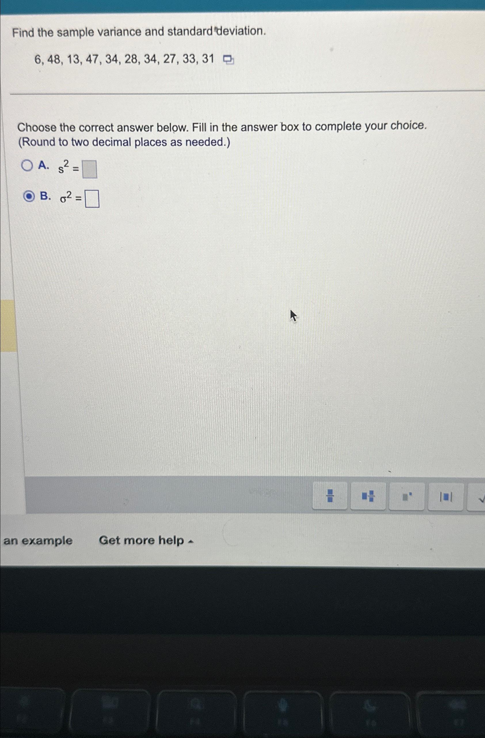 Solved Find the sample variance and standard | Chegg.com