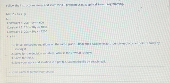 Solved Follow the instructions given, and solve this LP | Chegg.com