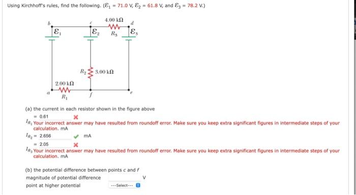 Solved Using Kirchhoffs Rules Find The Following ε1710 