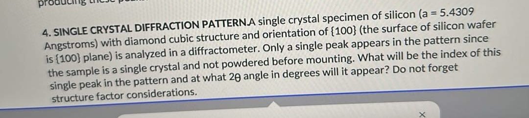 Solved SINGLE CRYSTAL DIFFRACTION PATTERNA single crystal | Chegg.com