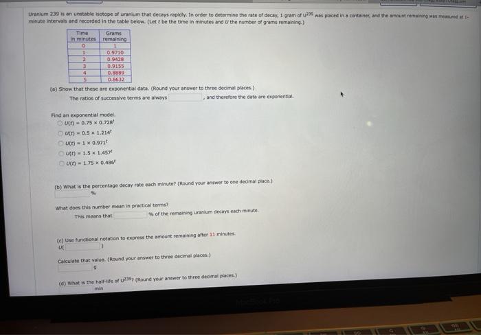 Solved Uranium 239 is an unstable kotope of uranium that | Chegg.com