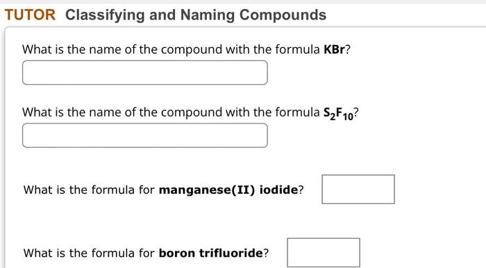 Solved TUTOR Classifying and Naming Compounds What is the | Chegg.com