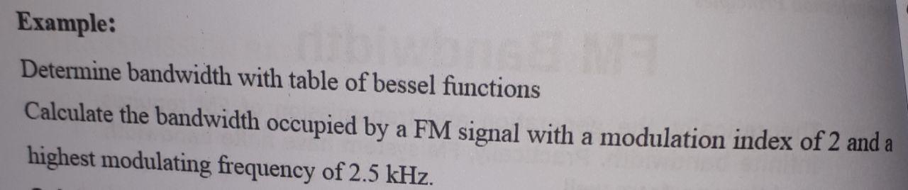 Solved Example: Determine bandwidth with table of bessel | Chegg.com