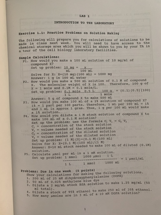 Solved LAD 1 INTRODUCTION TO THE LABORATORY Exercise 1.1: | Chegg.com