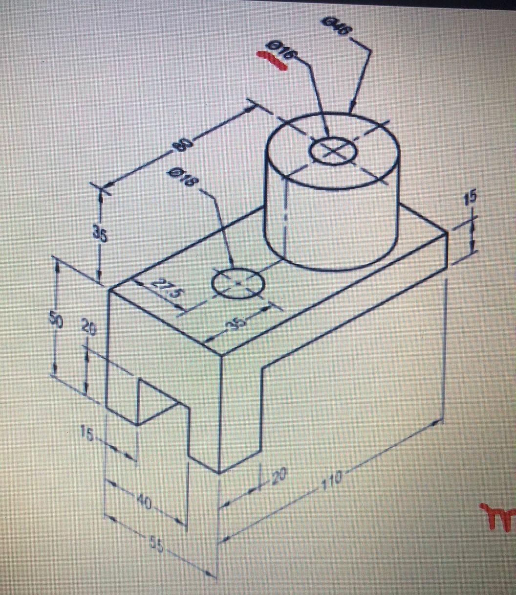 Solved Draw the orthographic projections for the attached | Chegg.com