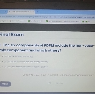 Solved The six components of PDPM include the non-case-nix | Chegg.com
