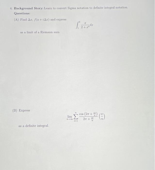 4. Background Story: Learn to convert Sigma notation | Chegg.com