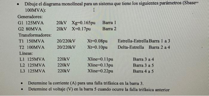 Dibuje el diagrama monolíneal para un sistema que | Chegg.com