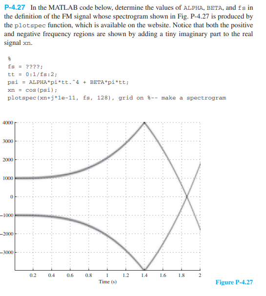 Solved P-4.27 ﻿In the MATLAB code below, determine the | Chegg.com