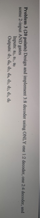 Solved Problem 3 (20 points) Design and implement 3:8 | Chegg.com