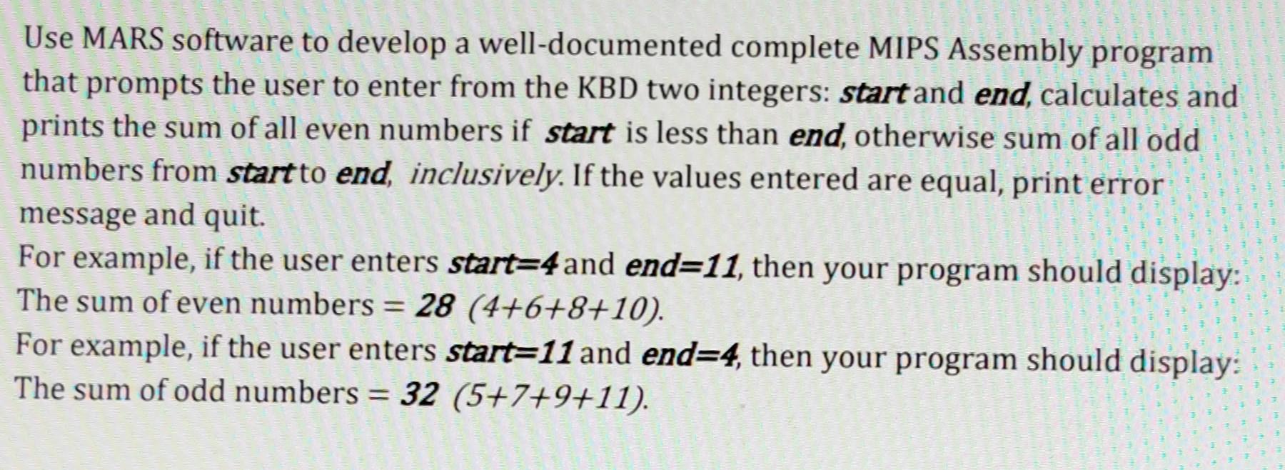 Solved Use MARS software to develop a well-documented | Chegg.com