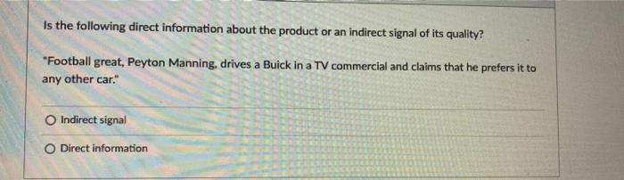 Solved Is the following direct information about the product | Chegg.com