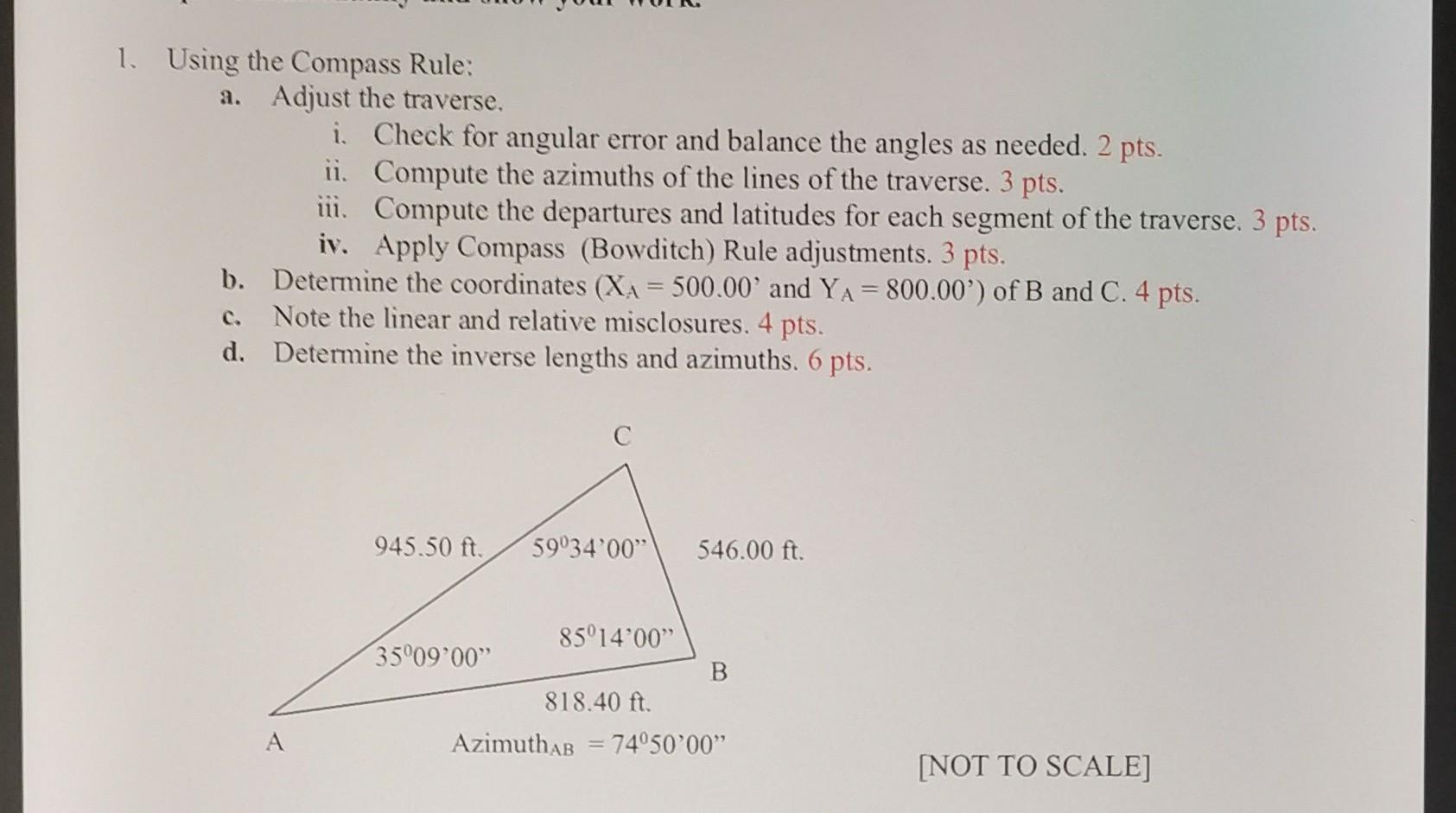 Solved Using the Compass Rule: a. Adjust the traverse. i. | Chegg.com