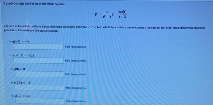 Solved 1 Point Consider The First Order Differential