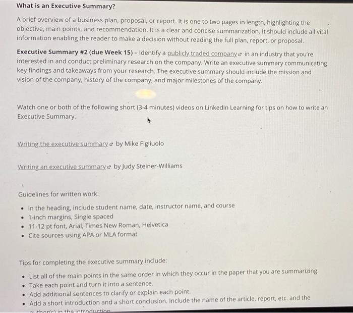 Executive Summary Template Apa Format