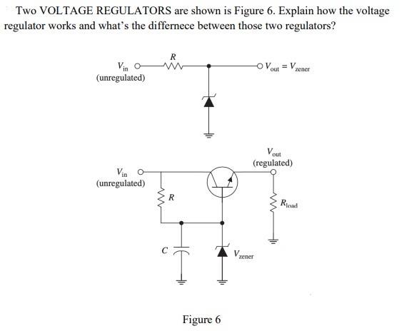Solved Two VOLTAGE REGULATORS are shown is Figure 6. Explain | Chegg.com