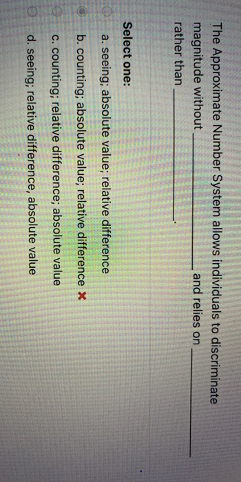 Solved The Approximate Number System allows individuals to | Chegg.com