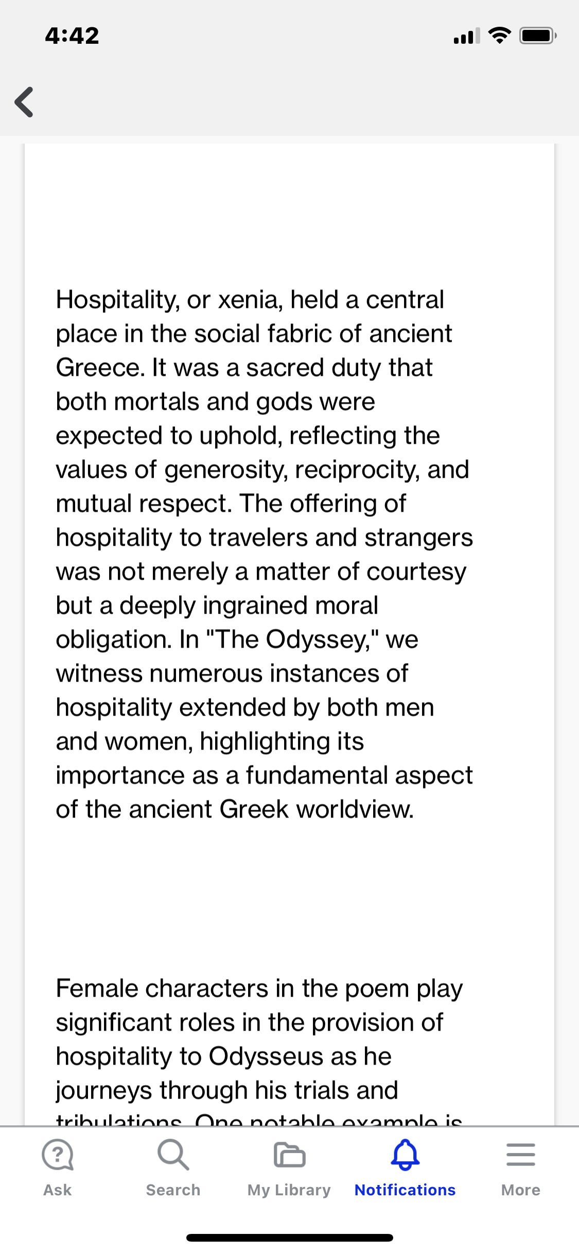 Solved 4:42Hospitality, or xenia, held a central place in | Chegg.com