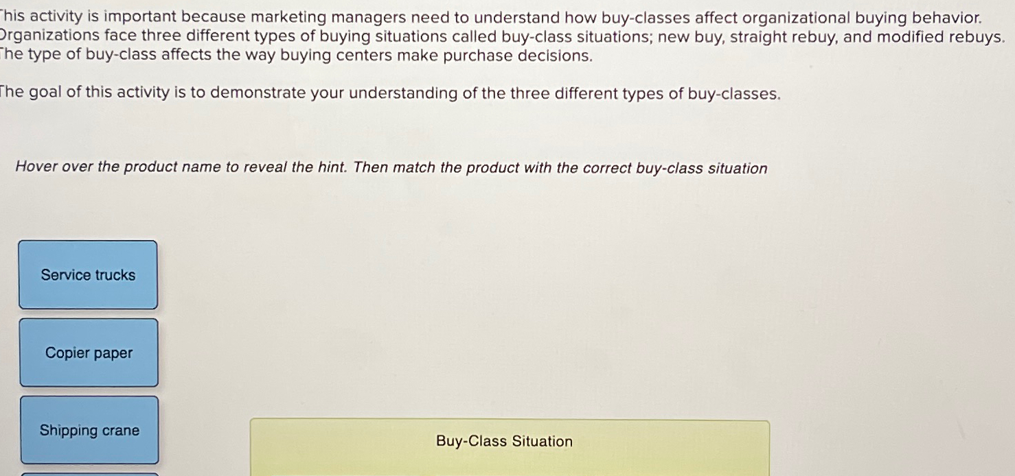 Solved This activity is important because marketing managers | Chegg.com
