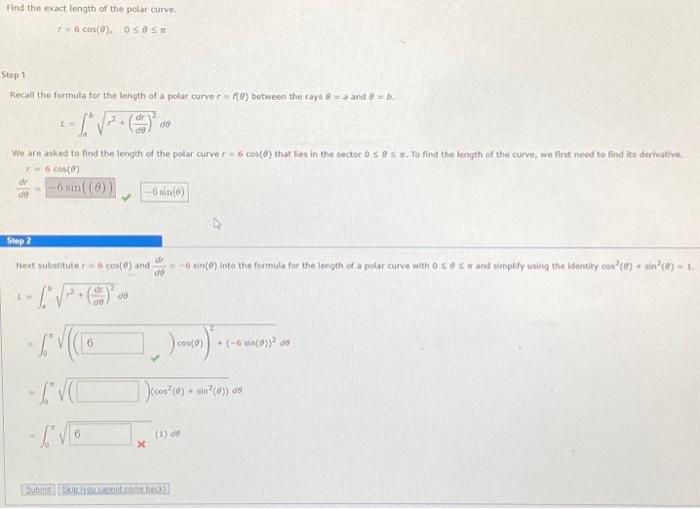 Solved Find the exact length of the polar curve. r = 6 | Chegg.com