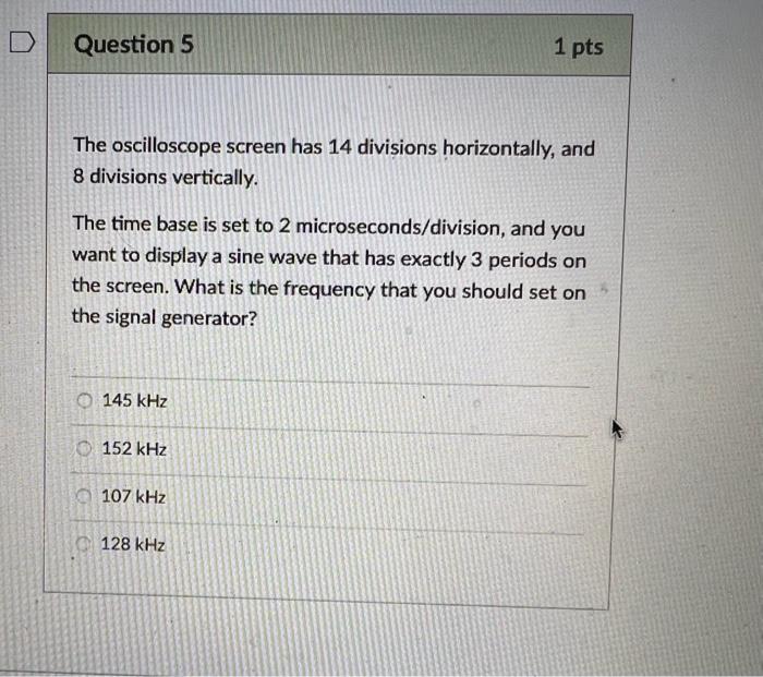Solved The oscilloscope screen has 14 divisions | Chegg.com