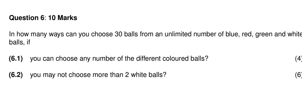 Solved Question 6: 10 ﻿MarksIn how many ways can you choose | Chegg.com