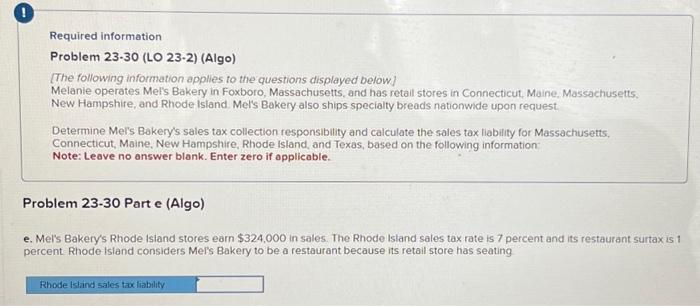 Solved Required information Problem 23-30 (LO 23-2) (Algo) | Chegg.com