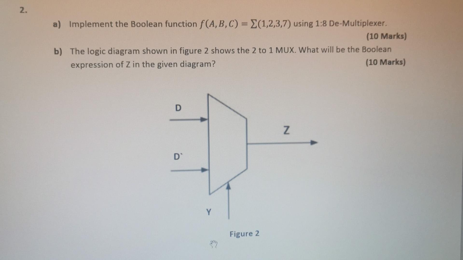 Solved 2 . a) Implement the Boolean function f(A,B,C) = | Chegg.com