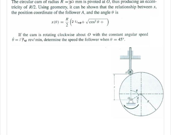 Solved The circular cam of radius R=30 mm is pivoted at O, | Chegg.com
