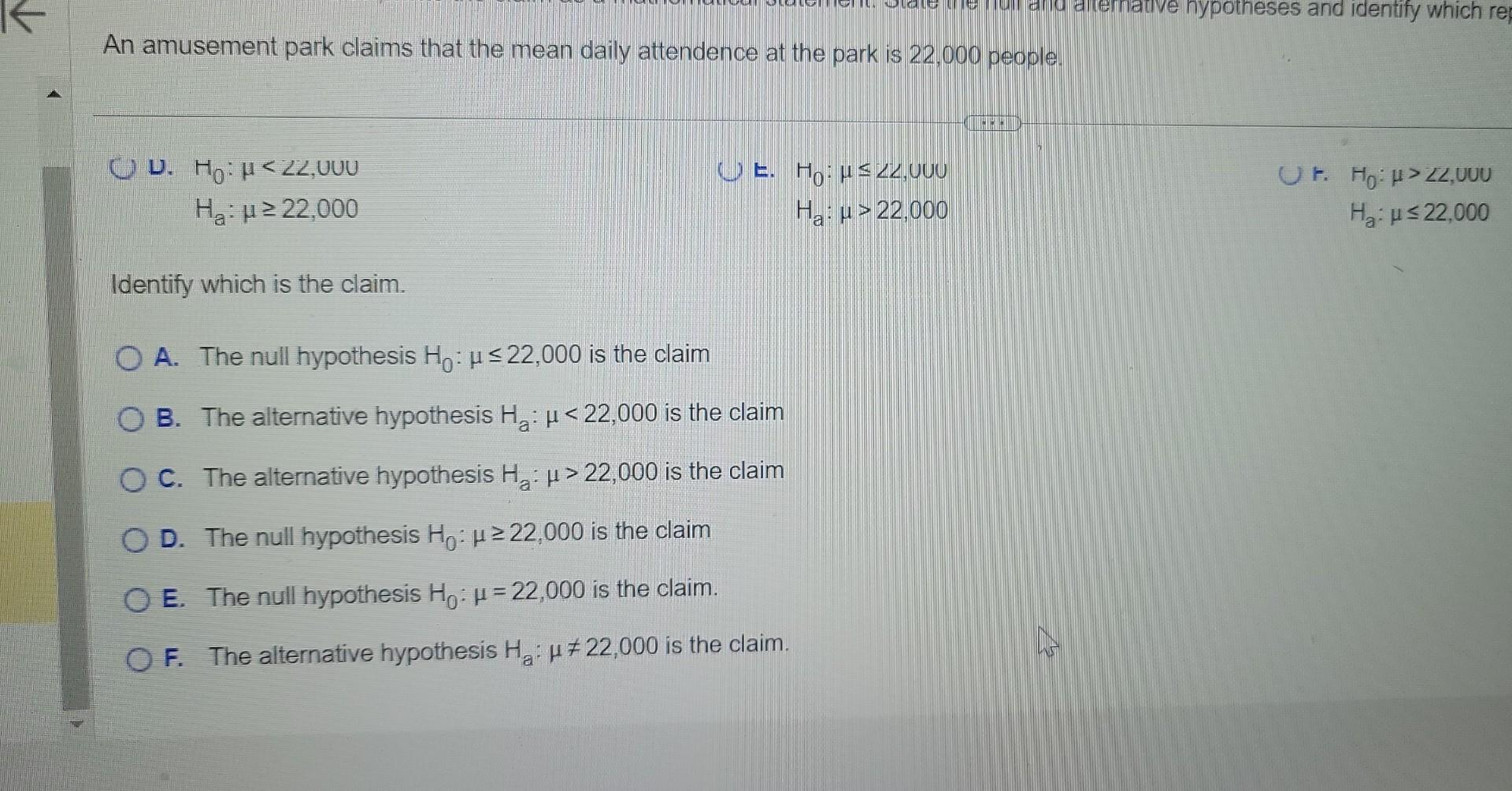 Solved For the statement below, write the claim as a | Chegg.com