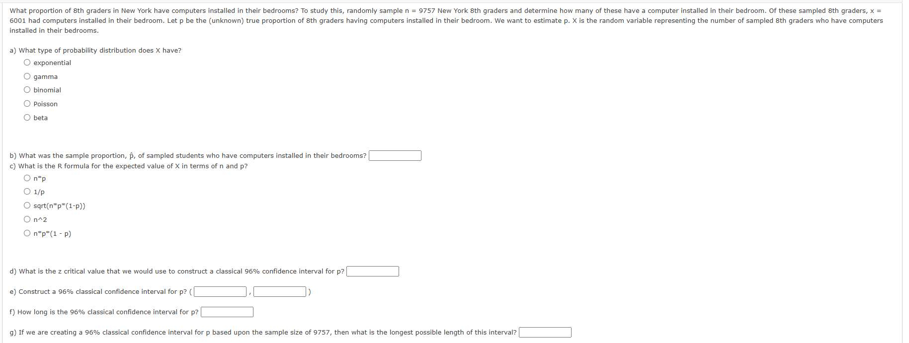 Solved What proportion of 8th graders in New York have | Chegg.com