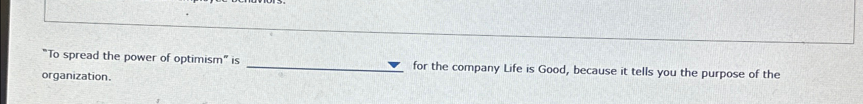 Solved "To spread the power of optimism" is organization. | Chegg.com