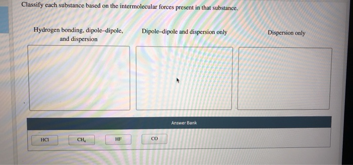 Solved Classify each substance based on the intermolecular | Chegg.com