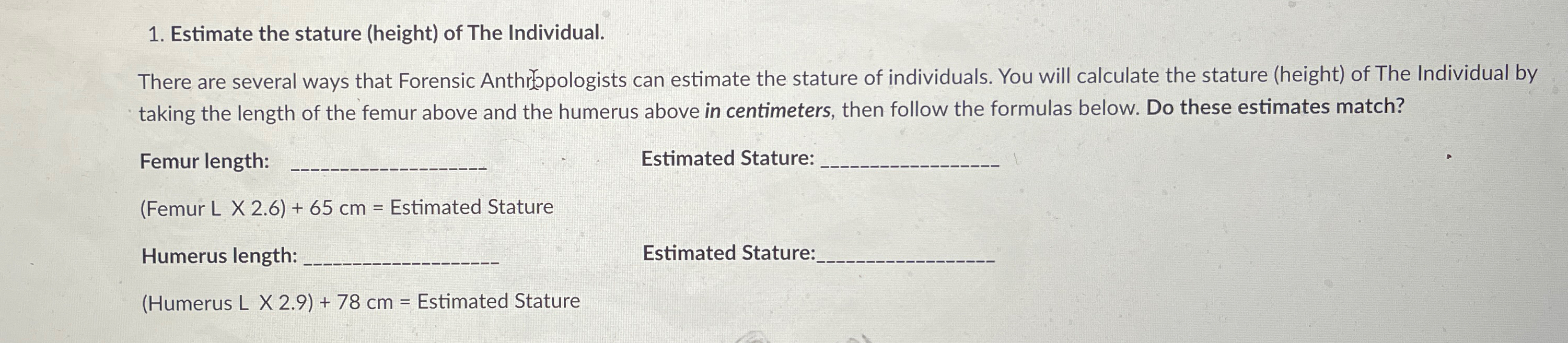 Solved Estimate the stature (height) ﻿of The | Chegg.com