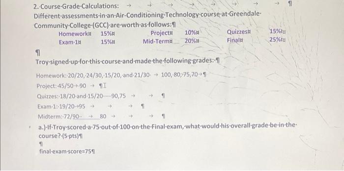 Solved 2. Course-Grade-Calculations: Cc Homework: | Chegg.com