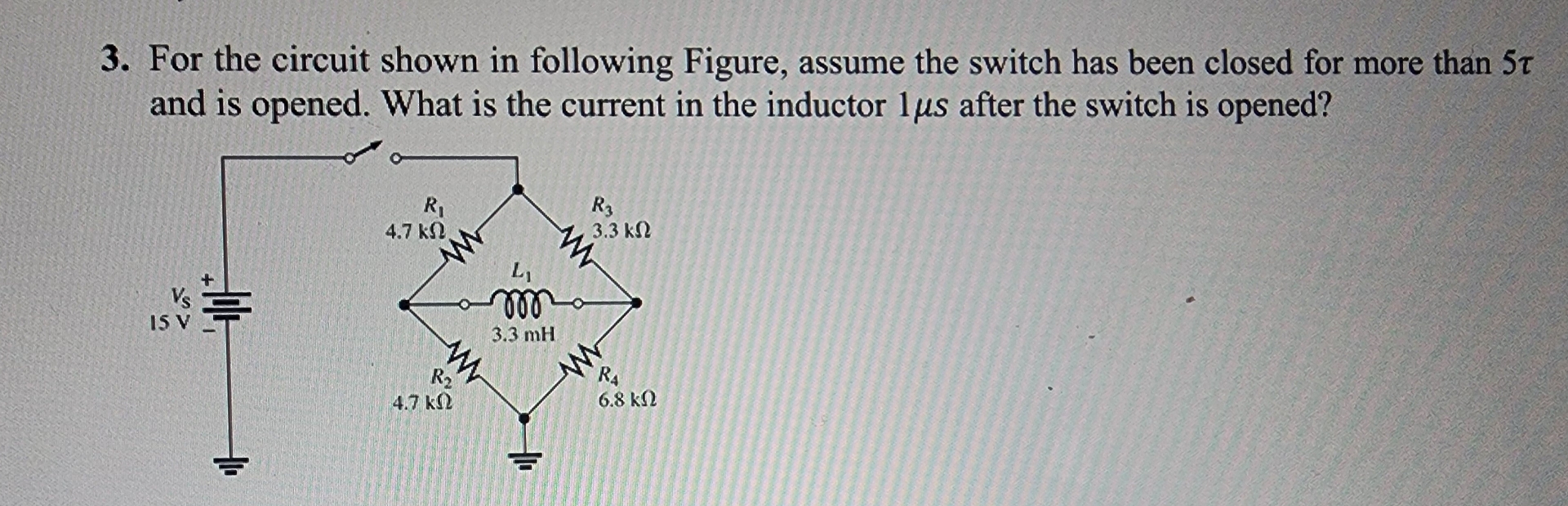 Solved For the circuit shown in following Figure, assume the | Chegg.com