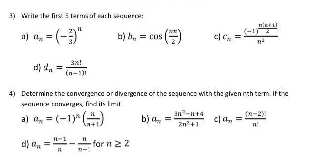 3) Write the first 5 terms of each sequence: a) | Chegg.com